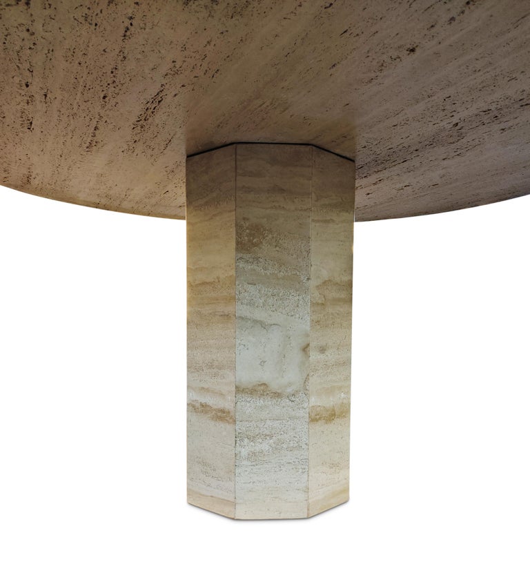 Maurice Villency Round Travertine Dining Table Octagon Base Italy 1970s ...