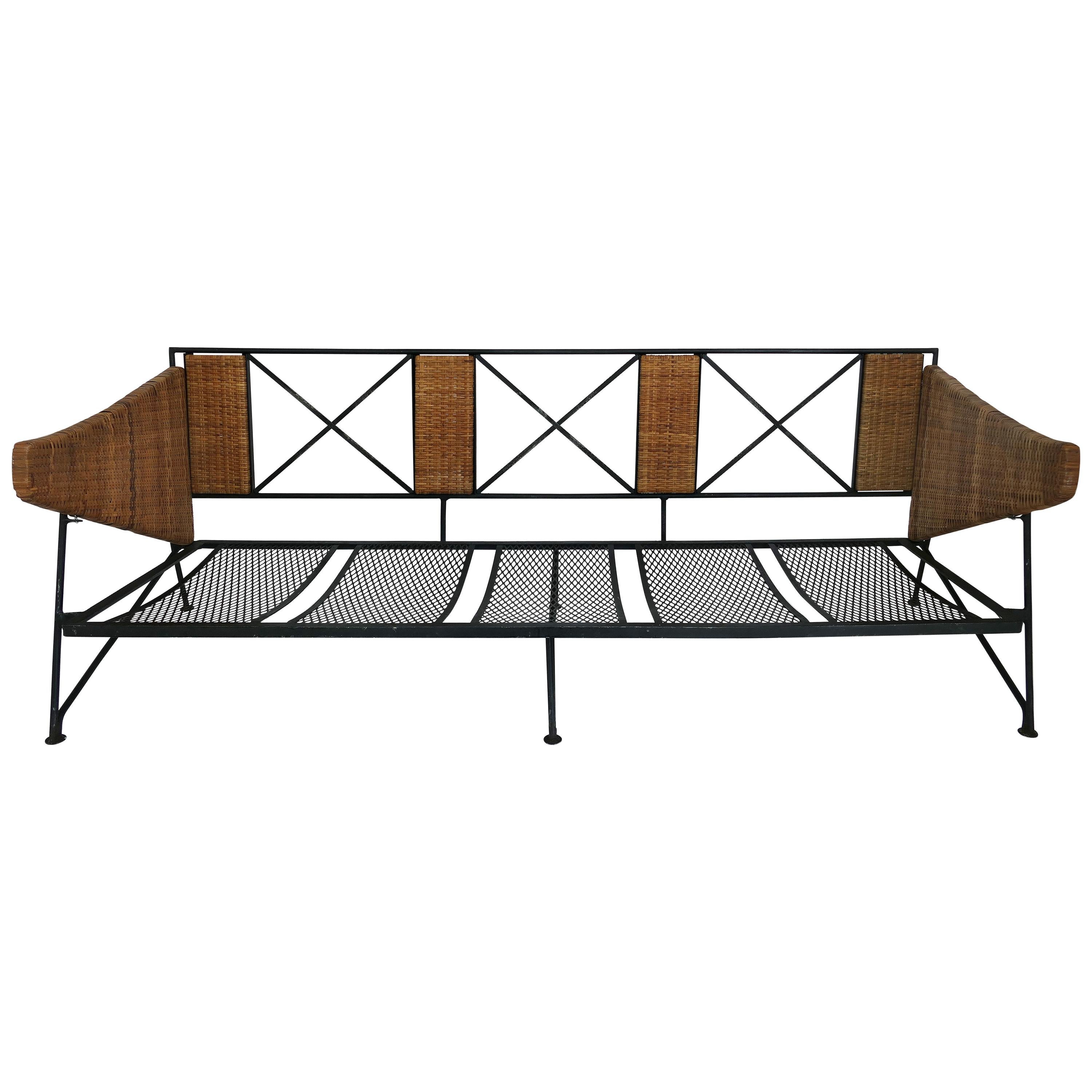 Maurizio Tempestini John S. Salterini Wrought Iron Sofa with Reed ...