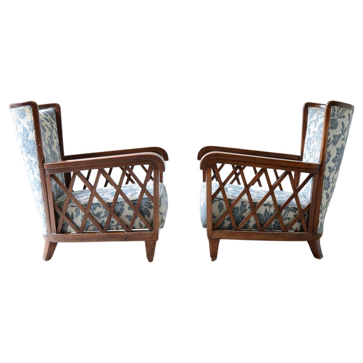 Maurizio Tempestini Pair of armchairs in shaped wood For Sale at 1stDibs