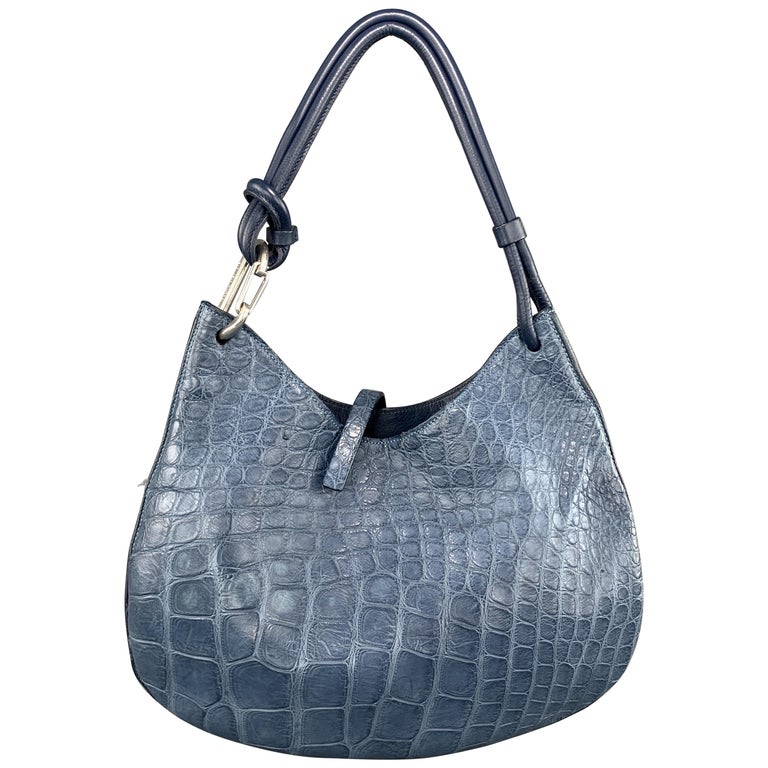 MAURO GOVERNA Blue Alligator Hobo Shoulder Bag at 1stDibs