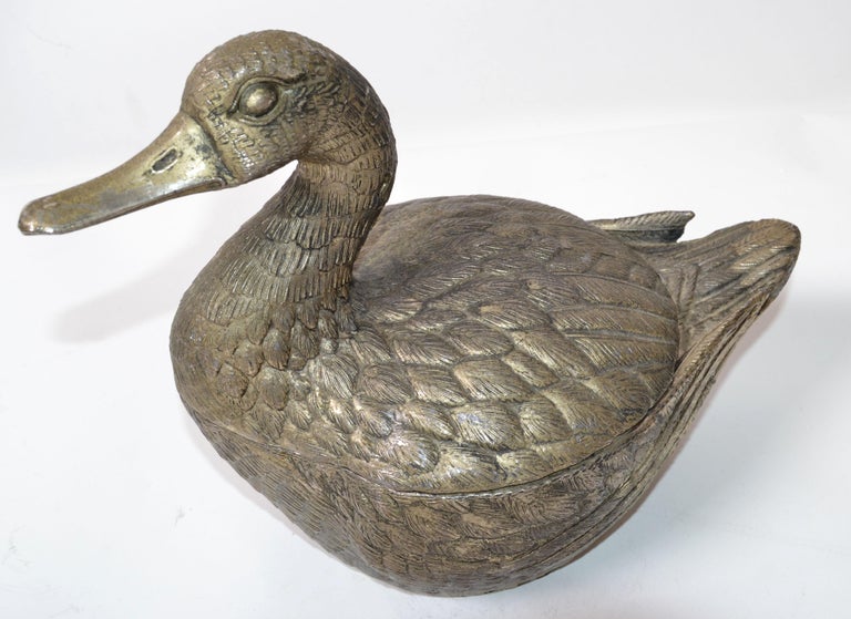 Mauro Manetti Swimming Duck Silver Plate Ice Bucket Mid-Century Modern ...