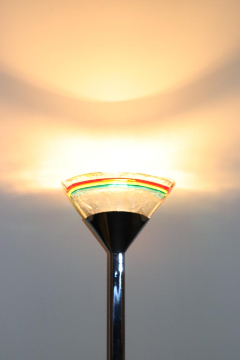 Mauro Marzollo for ITRE Floor Lamp Chrome Stem Murano Glass with ...