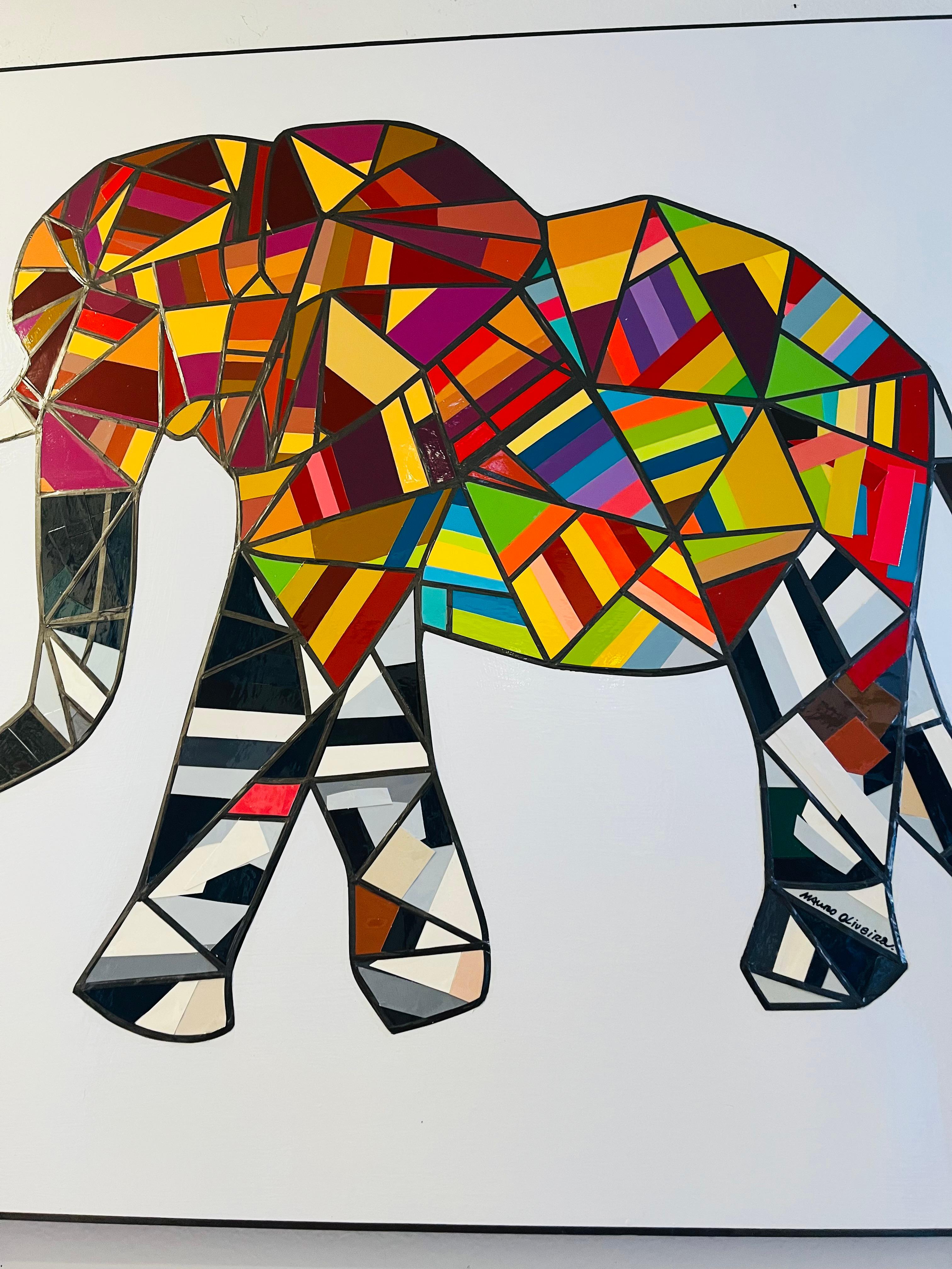 Mauro Oliveira - Lucky Elephant (Original Collage Artwork) For Sale at ...