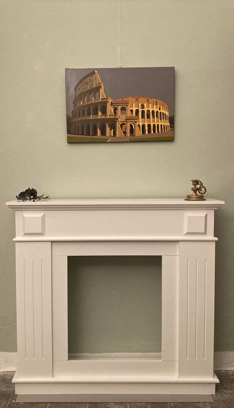 Mauro Reggio - Vue de Rome au Colosseum - peinture à l'huile grise et ...