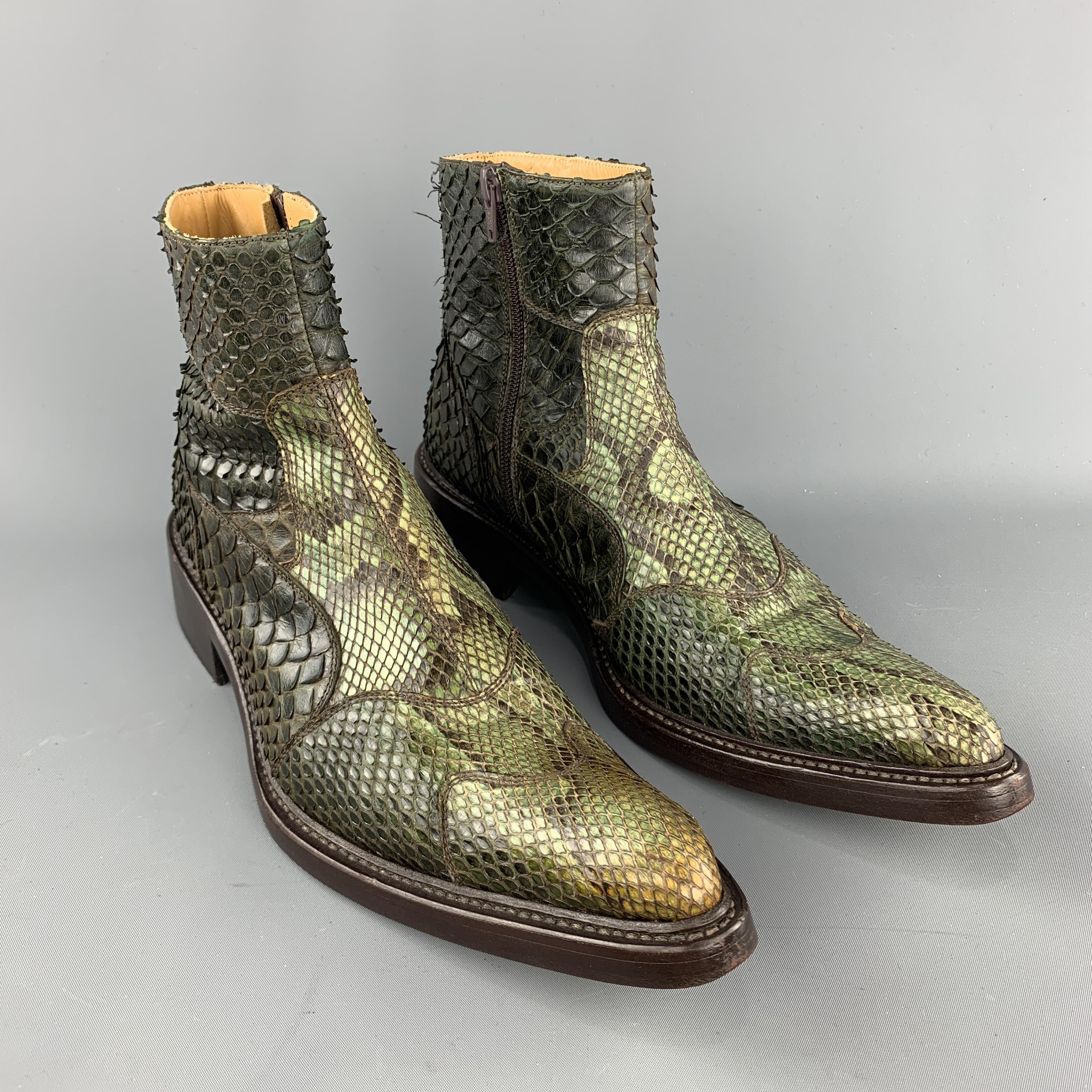 MAURO VOLPONI Size 8 Olive Textured Side Zipper Boots at 1stDibs ...