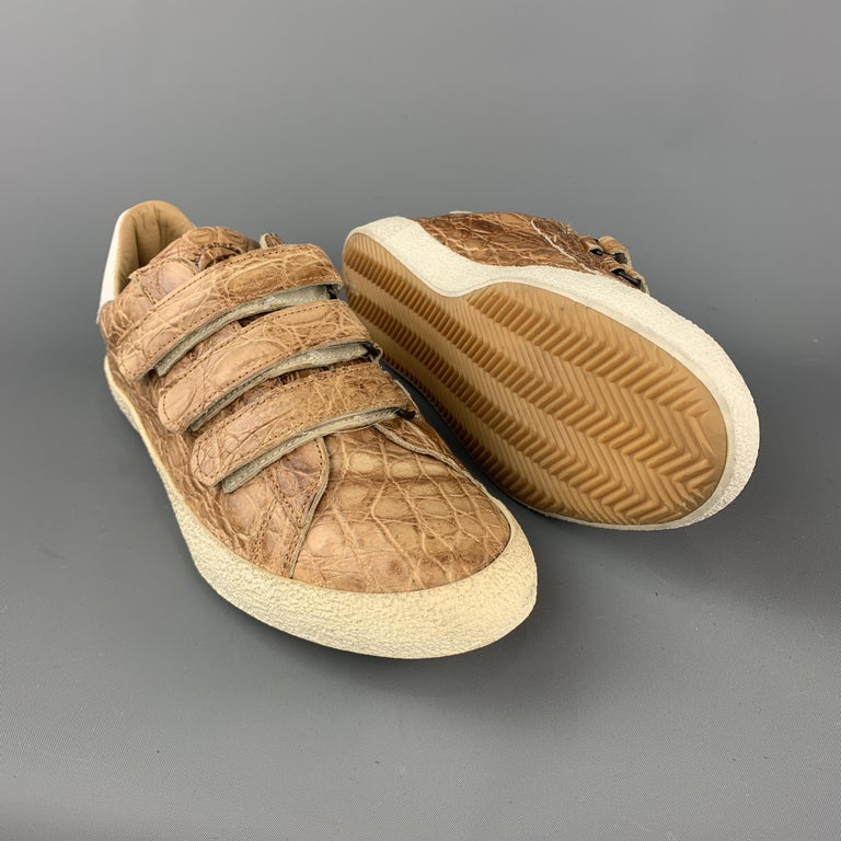MAURO VOLPONI Size 8.5 Tan Textured Velcro Closure Trainers For Sale at ...