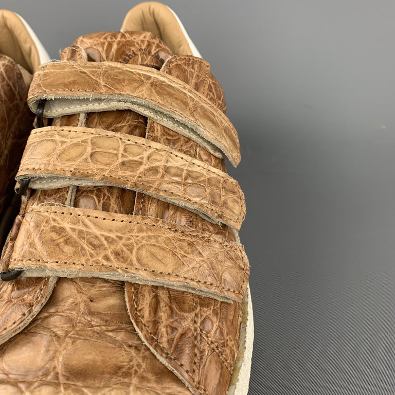 MAURO VOLPONI Size 8.5 Tan Textured Velcro Closure Trainers For Sale at ...