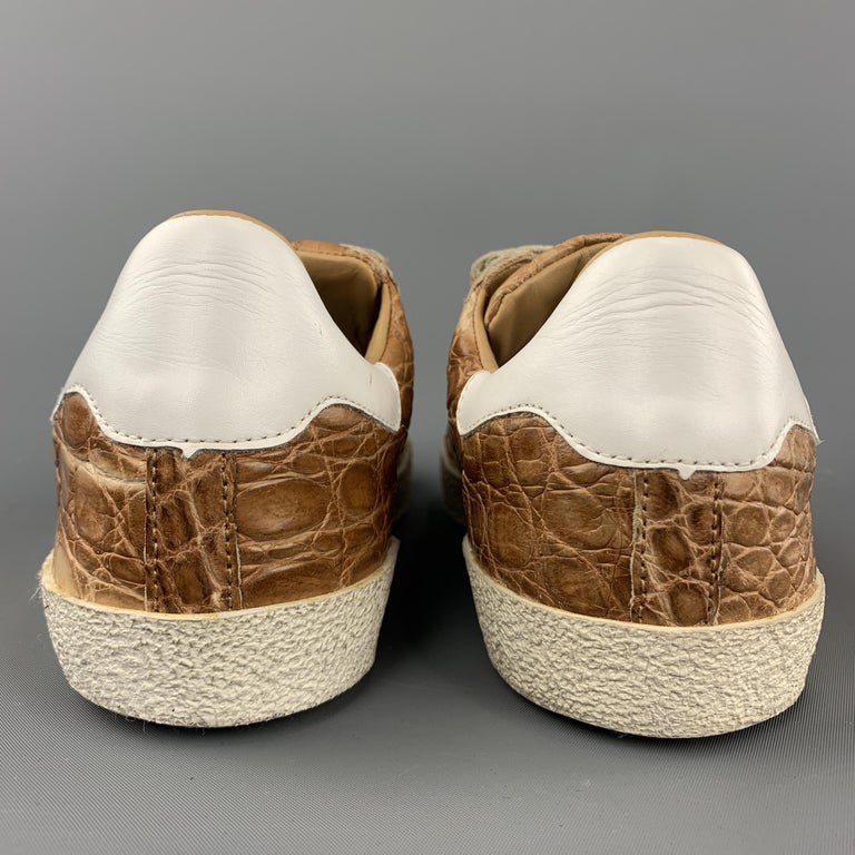 MAURO VOLPONI Size 8.5 Tan Textured Velcro Closure Trainers For Sale at ...