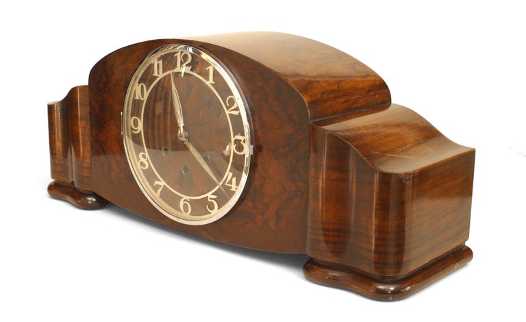 Mauthe Art Deco Walnut Mantel Clock For Sale at 1stDibs