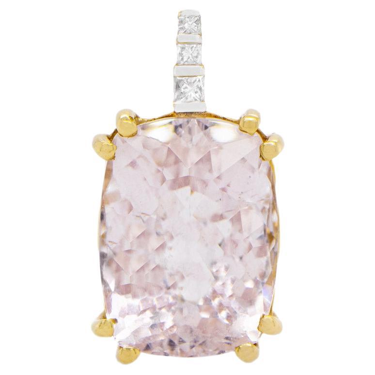 352.52 Carat Oval Kunzite and Diamond Pendant in 14K Yellow Gold w ...