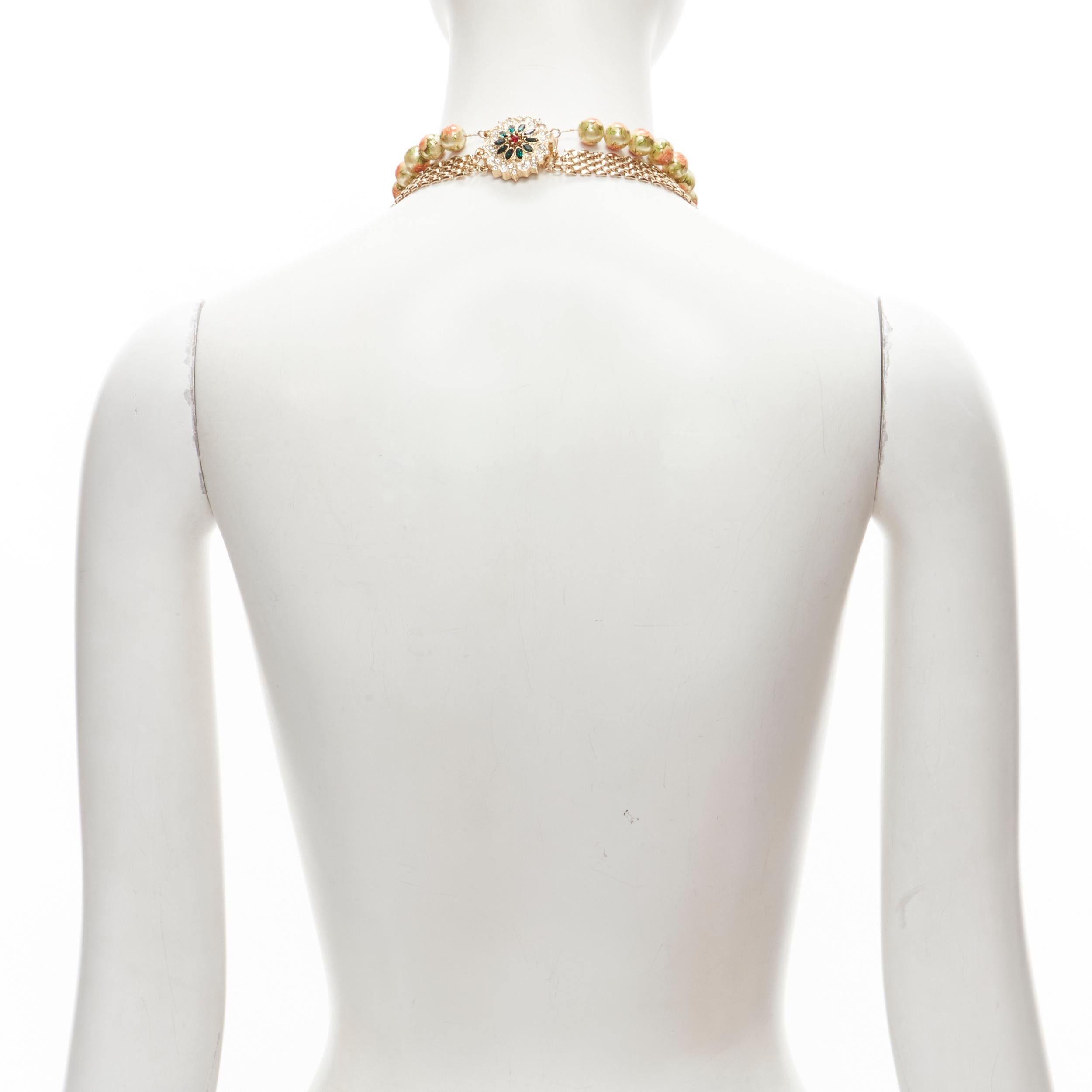 MAWI LONDON gold chain floral pearl droplets crystal long necklace For ...