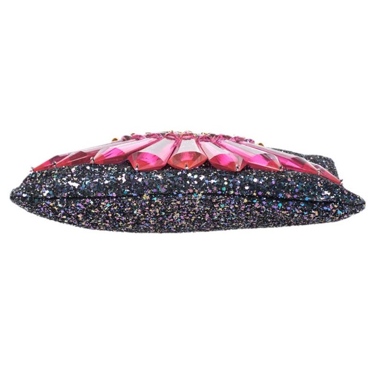 Mawi Multicolor Glitter with Acrylic Perspex Double Clutch For Sale at ...