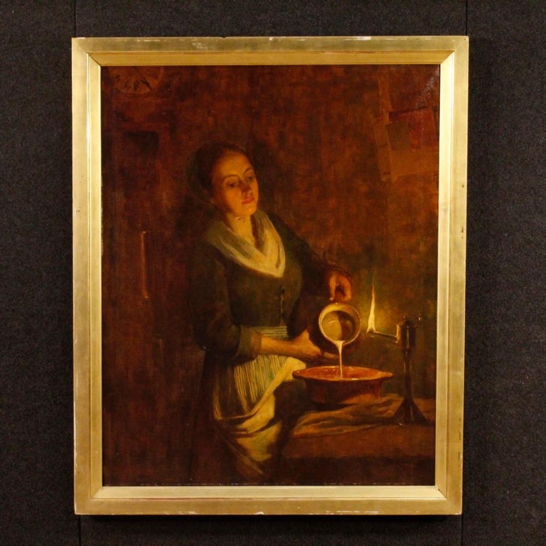 Max Alandt Signed Oil on Canvas Dutch Interior Scene Painting, 1920 For ...