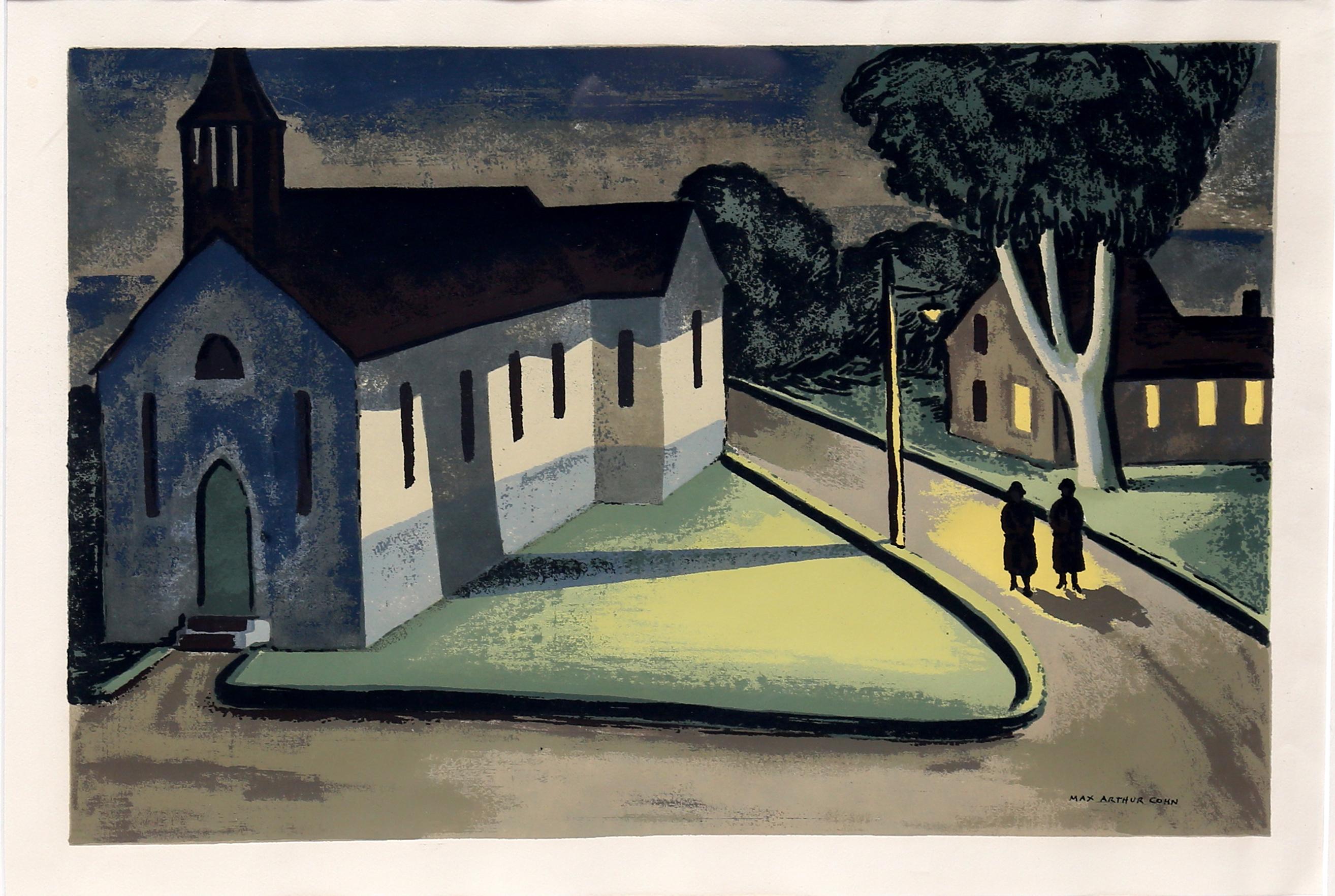 Max Arthur Cohn - Night Scene, American Modern Silkscreen by Max Arthur ...