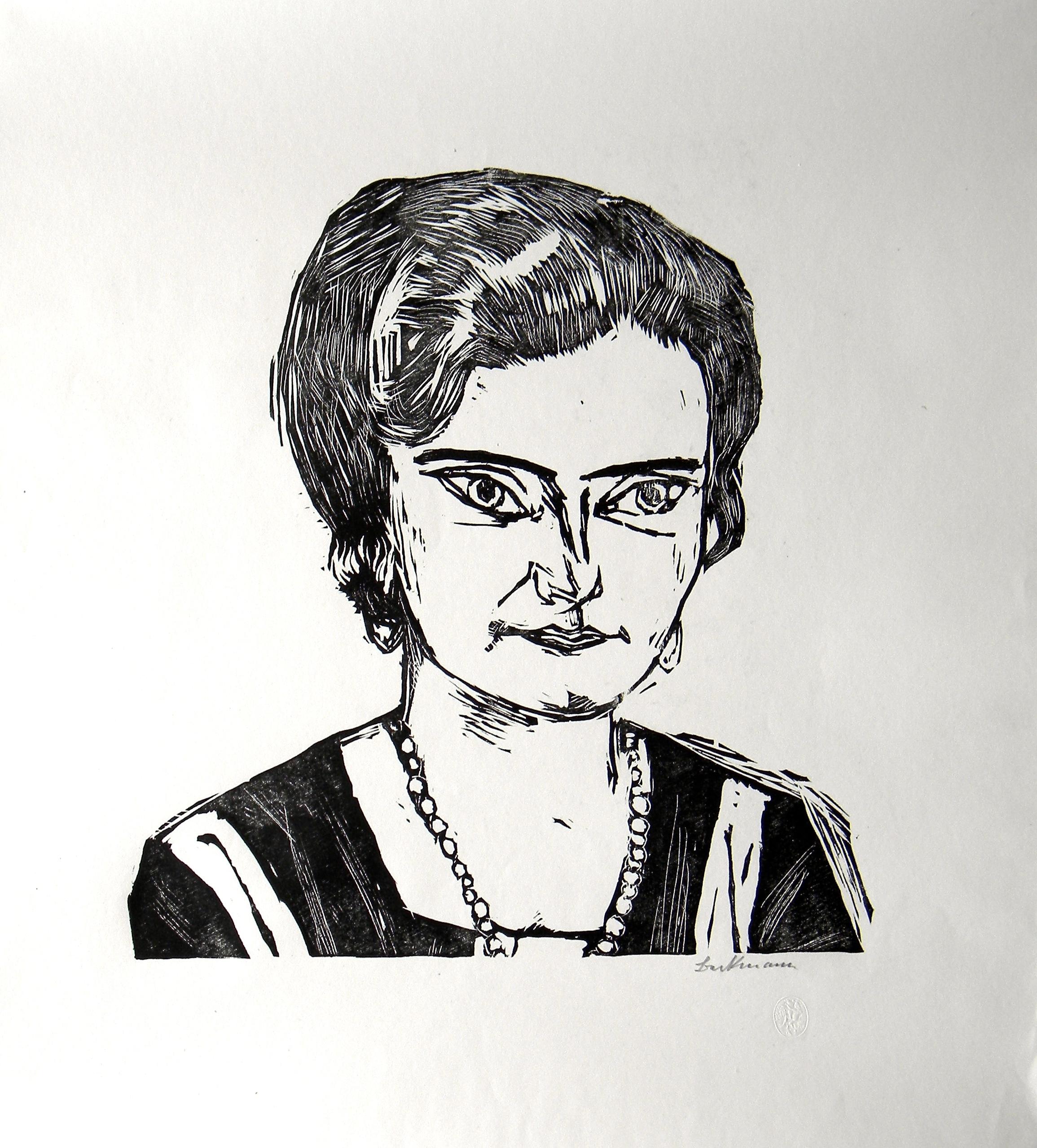 Max Beckmann - Frau H.M. Naila signed original woodcut For Sale at 1stDibs