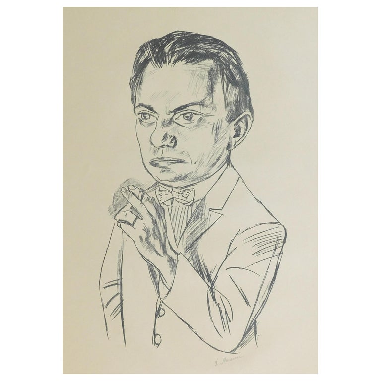 Max Beckmann Original Lithograph, 1922 Signed, "Bildnis Simon" For Sale ...