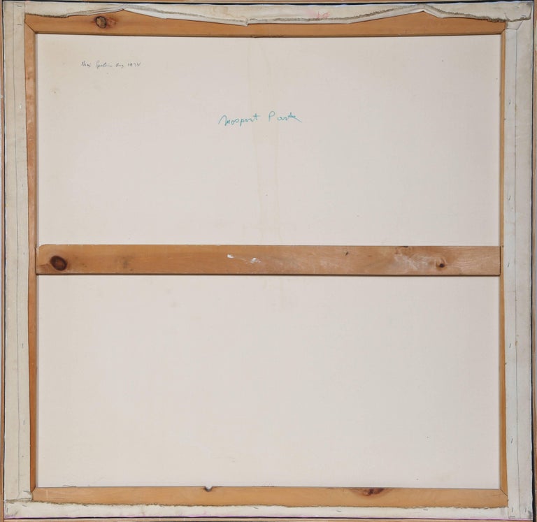 Max Epstein - Abstract with Checkers, Large Geometric Abstract Painting by Max Epstein 1974 For ...