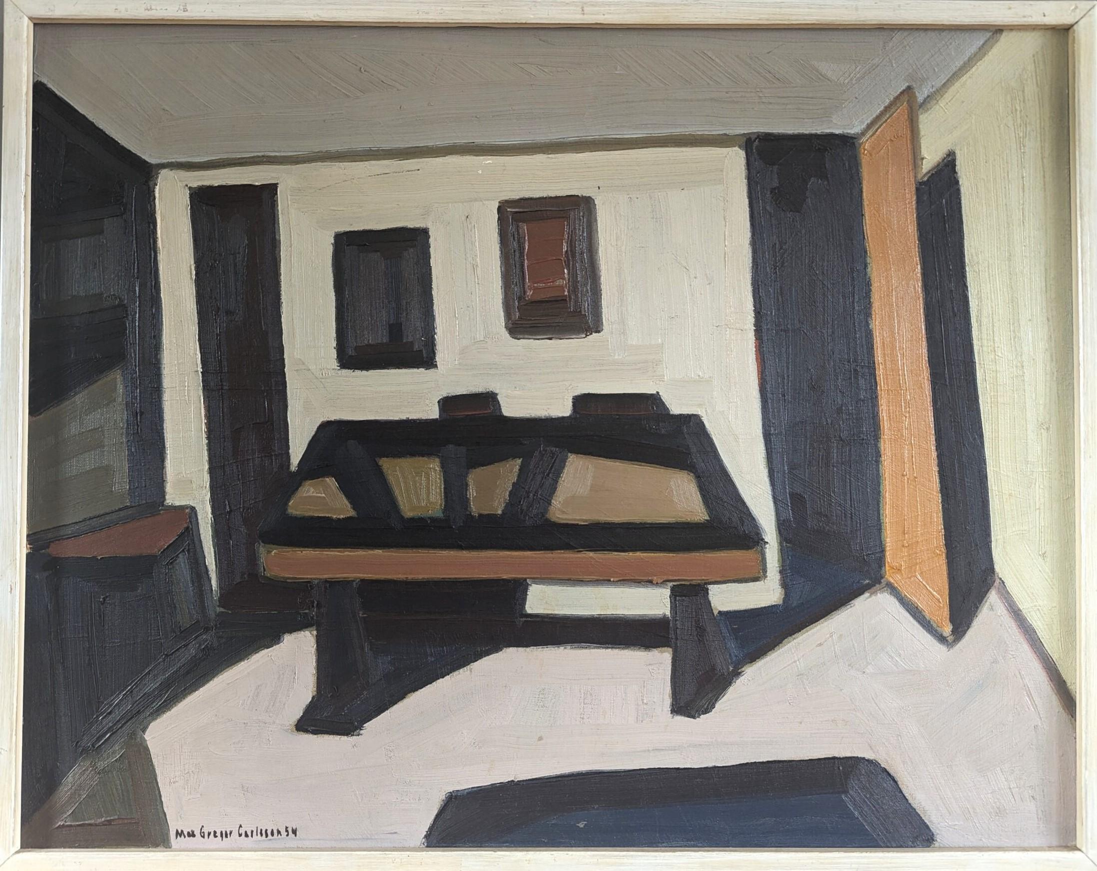 Max Gregor Carlsson - 1954 Vintage Mid-Century Modern Interior Oil ...