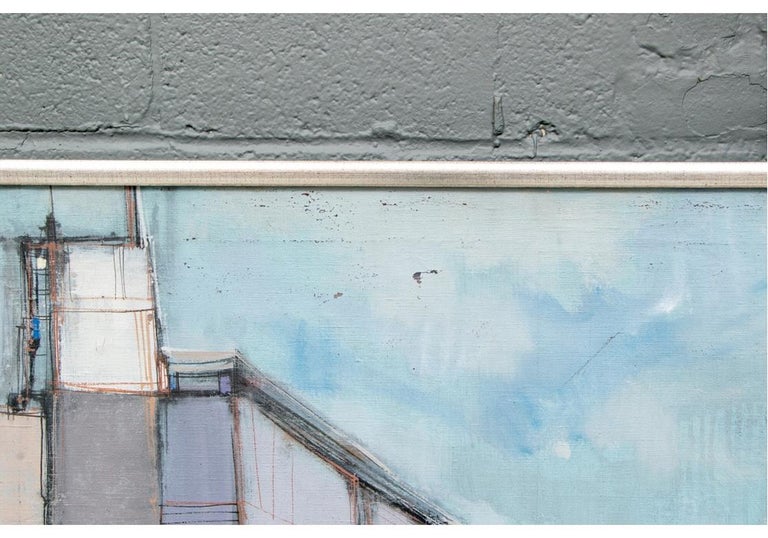 Max Gunther 'American', Oil on Canvas, Abstract Cityscape "Misty Morn ...