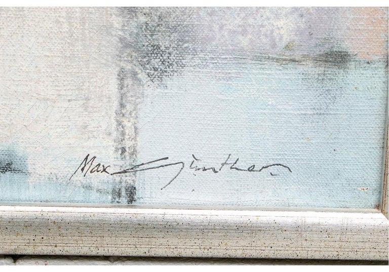 Max Gunther 'American', Oil on Canvas, Abstract Cityscape "Misty Morn ...