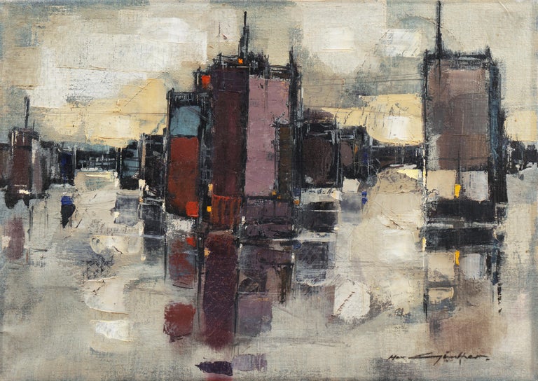 Max Gunther - 'Abstracted Cityscape', Modernist Abstract Oil, David ...