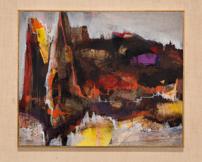 Max Gunther - Untitled Abstract Cityscape, Acrylic Collage on Canvas ...