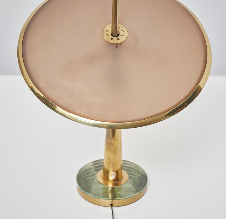 Max Ingrand Brass and Etched Glass Table Lamp Model 1538 by Fontana ...