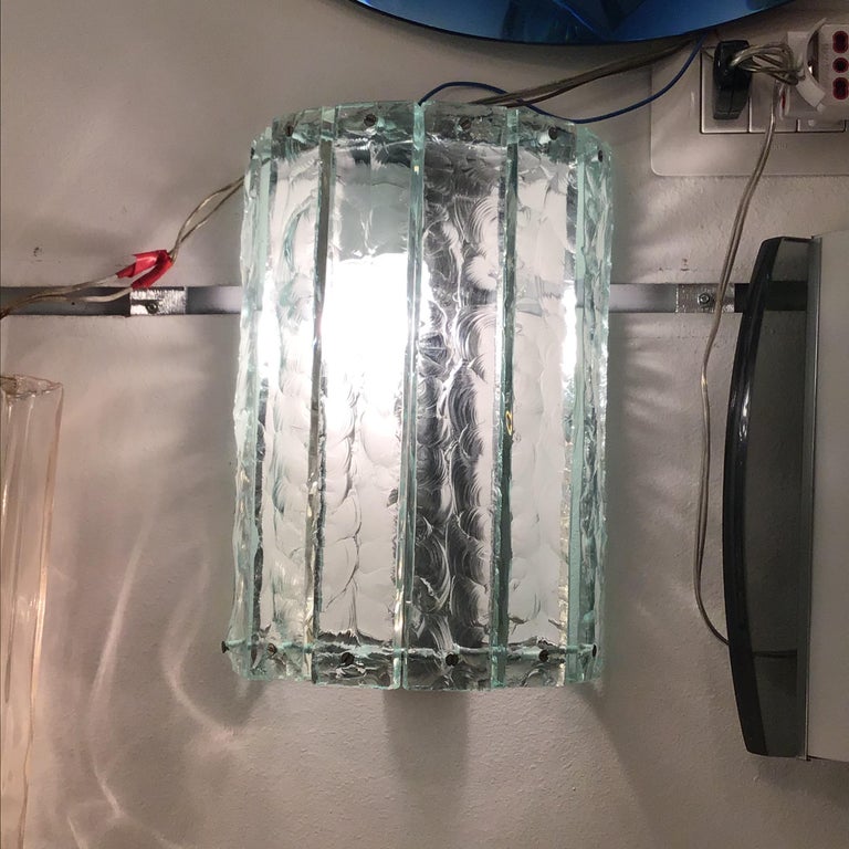 Max Ingrand Fontana Arte N 4 Sconces Glass Metal Crome 1960 Italy For ...