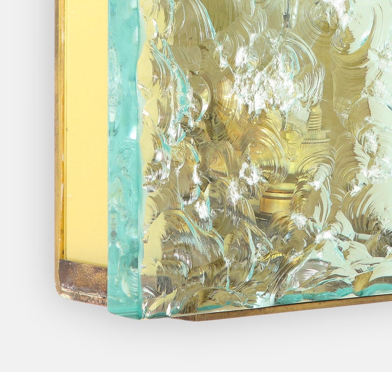 Max Ingrand for Fontana Arte Rare Pair of Chiseled Glass Sconces Model ...