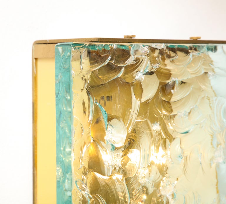 Max Ingrand for Fontana Arte Rare Pair of Chiseled Glass Sconces Model ...