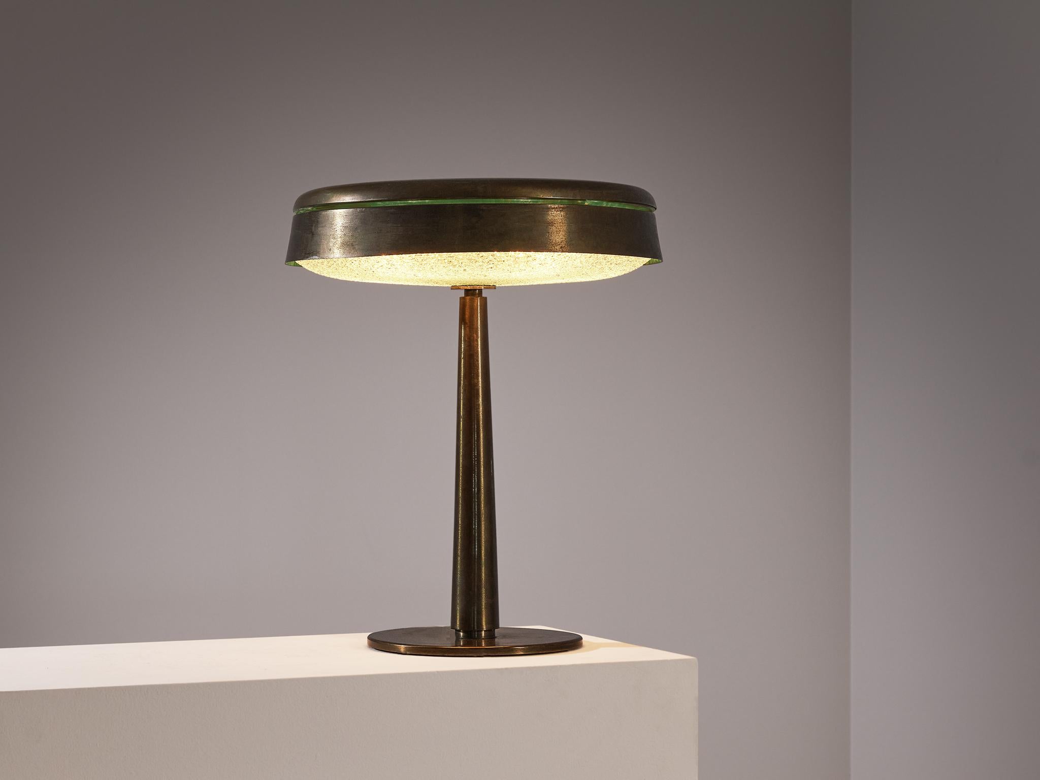 Max Ingrand for Fontana Arte Table Lamp in Glass and Brass at 1stDibs