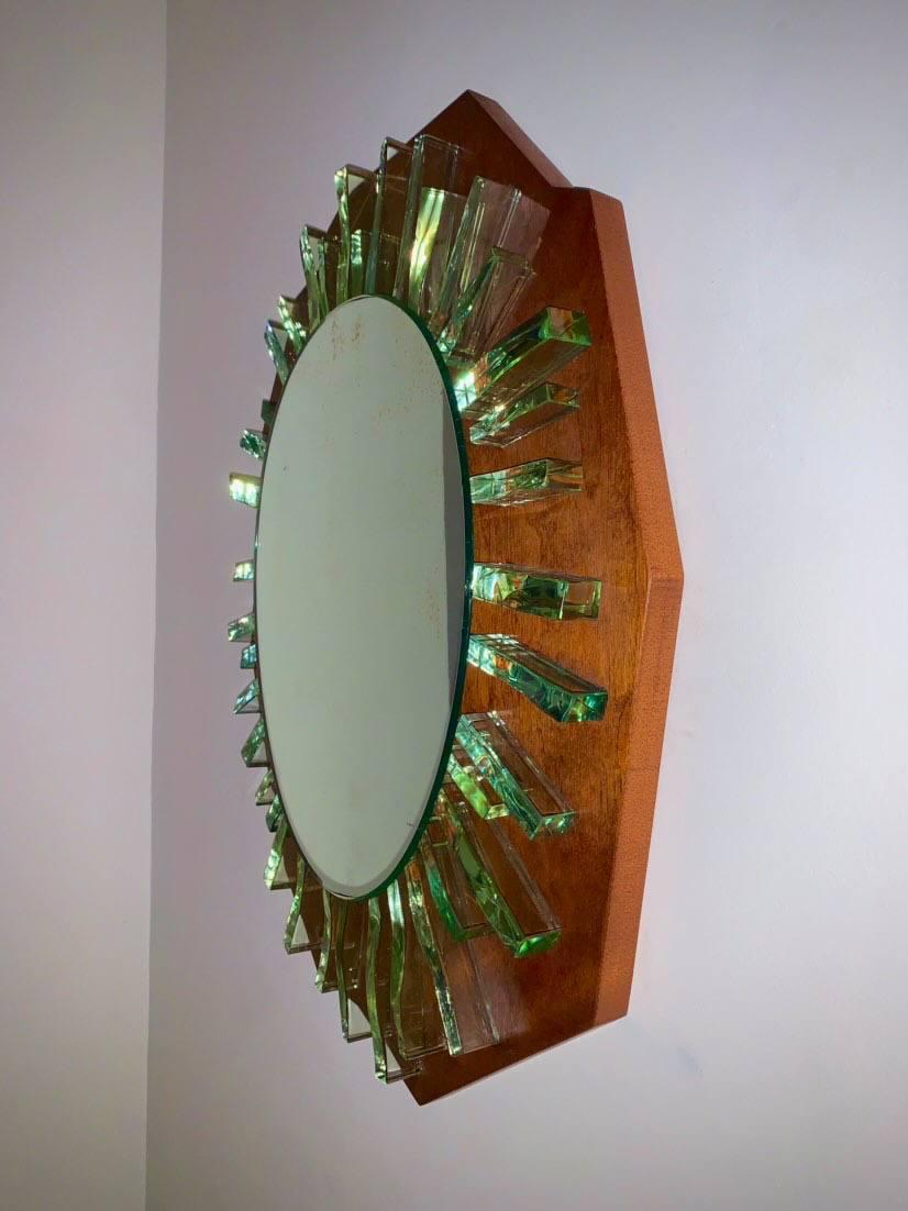 Max Ingrand mirror in polished wood 37 nile green crystals model no ...