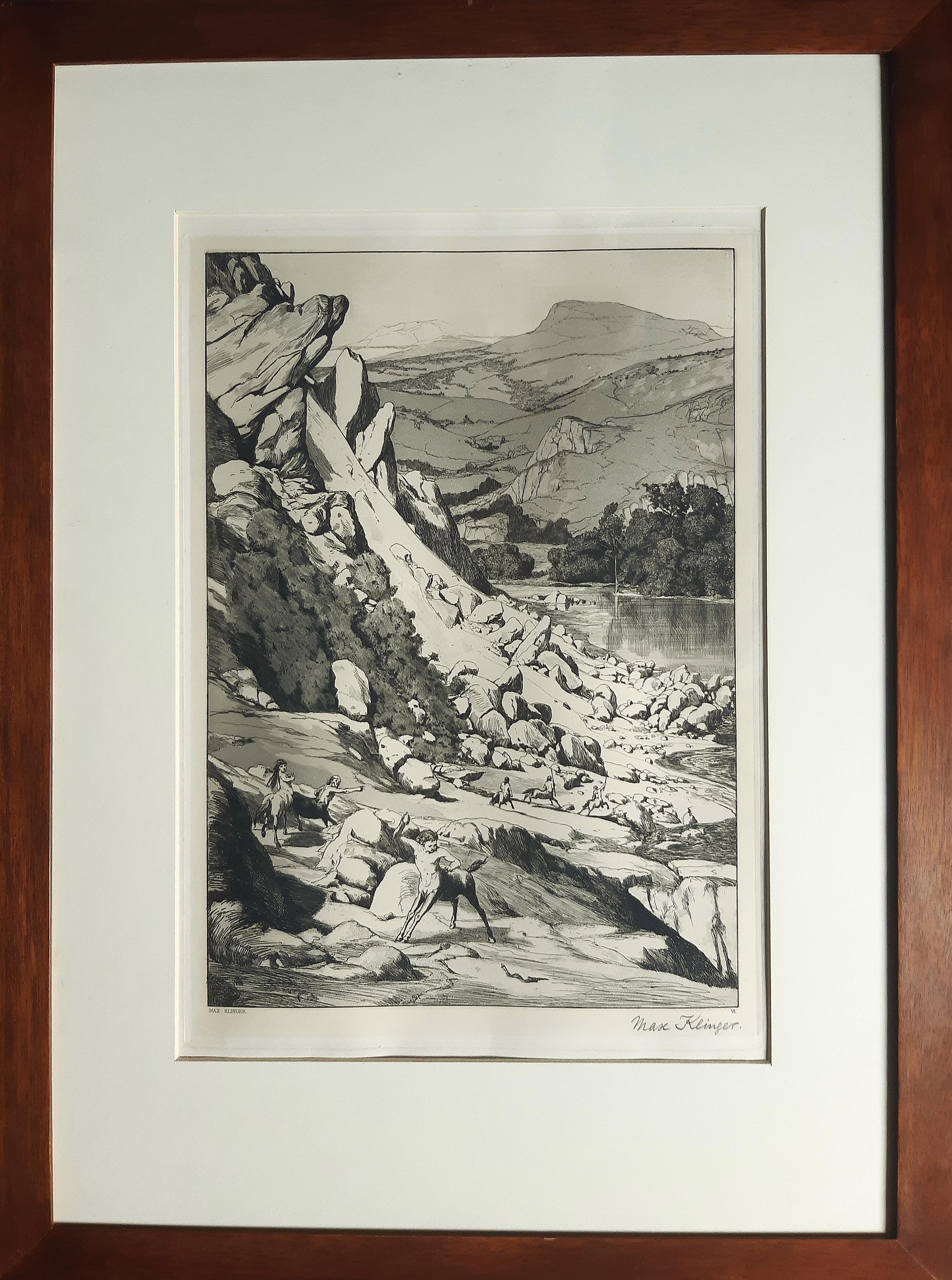 Max Klinger - Bergsturz - Original Etching by M. Klinger - 1881 at 1stDibs