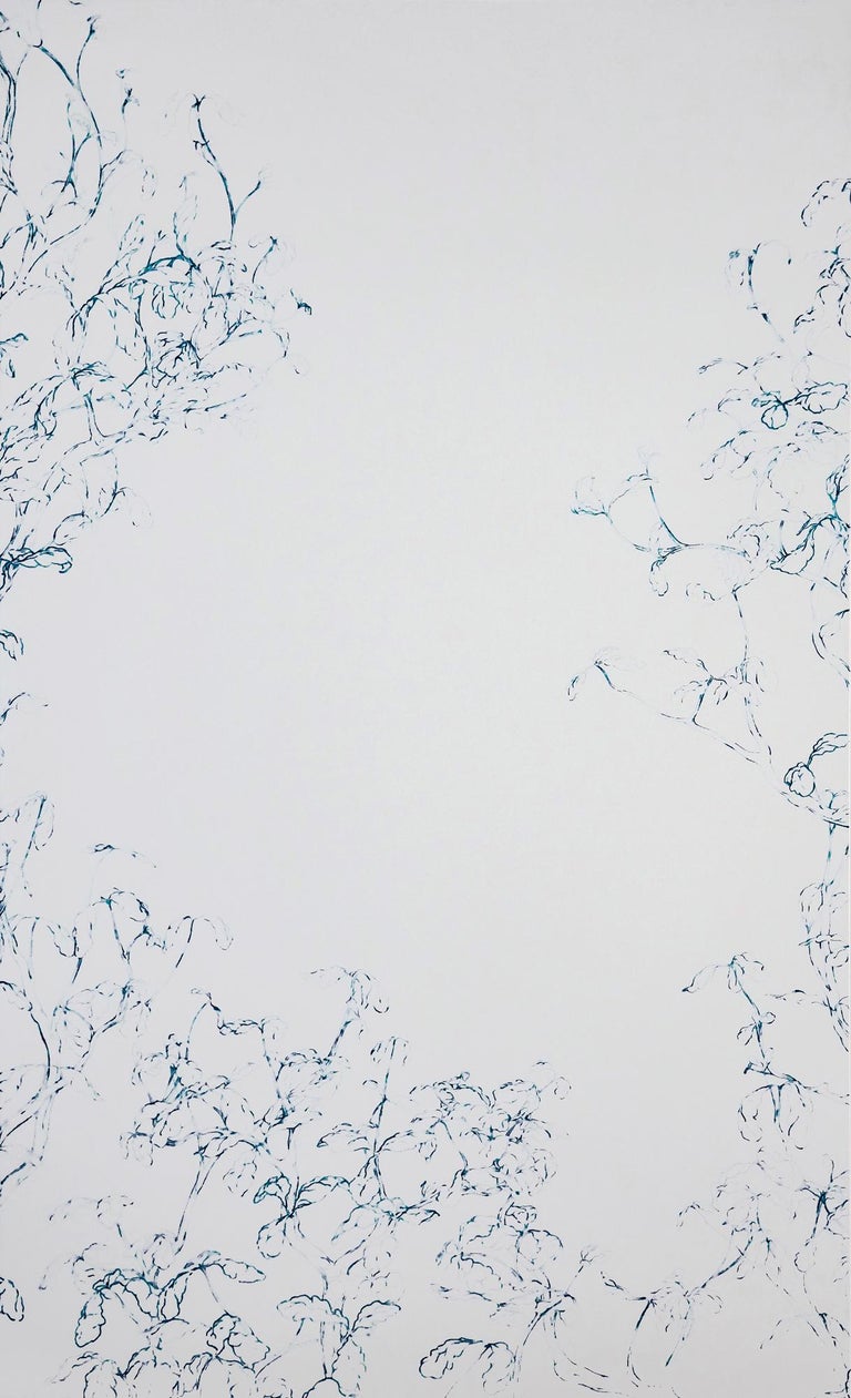 Max Kremer - "Canopy" Contemporary Dark Blue and White Abstract Foliage ...