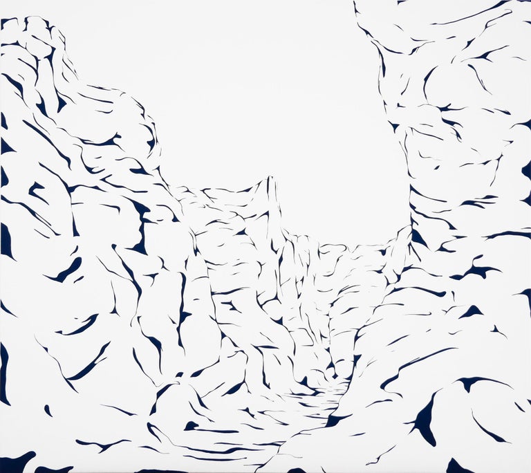 Max Kremer - "Canyon 2" Contemporary Dark Blue and White Abstract ...