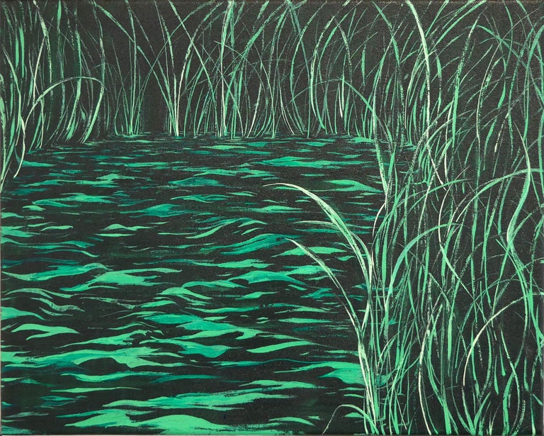 Max Kremer - "Marsh" Contemporary Colorful Green and Black Geometric ...