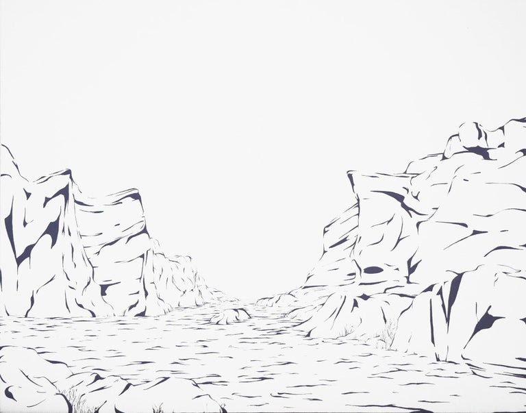 Max Kremer - "Meander" Contemporary Gray and White Abstract Foliage ...