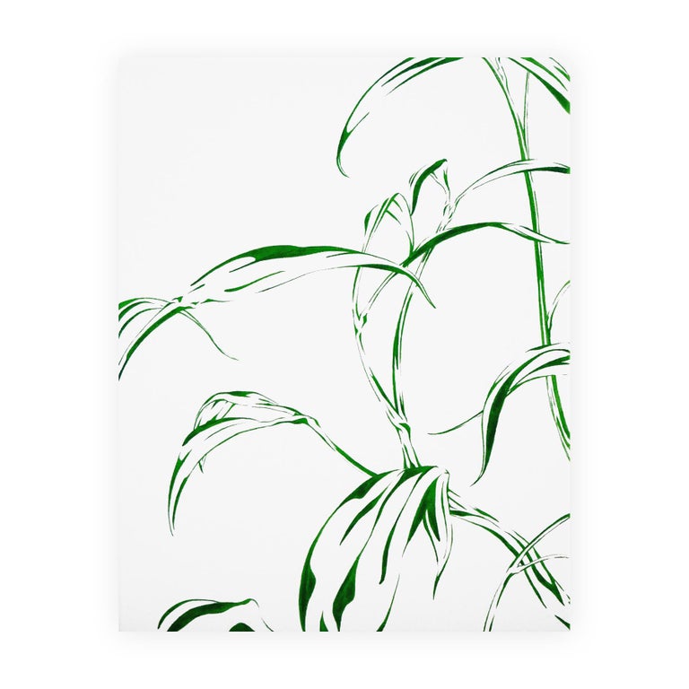 Max Kremer - "Stems" Contemporary Green and White Abstract Foliage ...