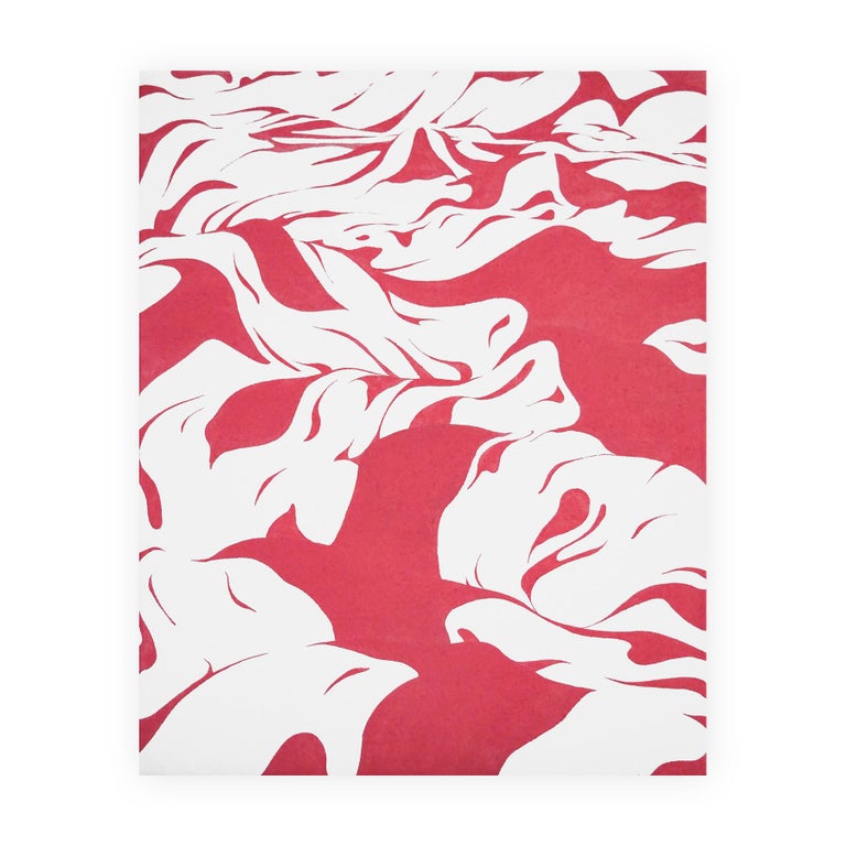 Max Kremer - "Waves" Contemporary Pink and White Abstract Foliage ...