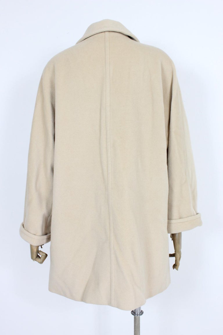 Max Mara Beige Wool Vintage Classic Oversize Coat 90s For Sale at 1stDibs