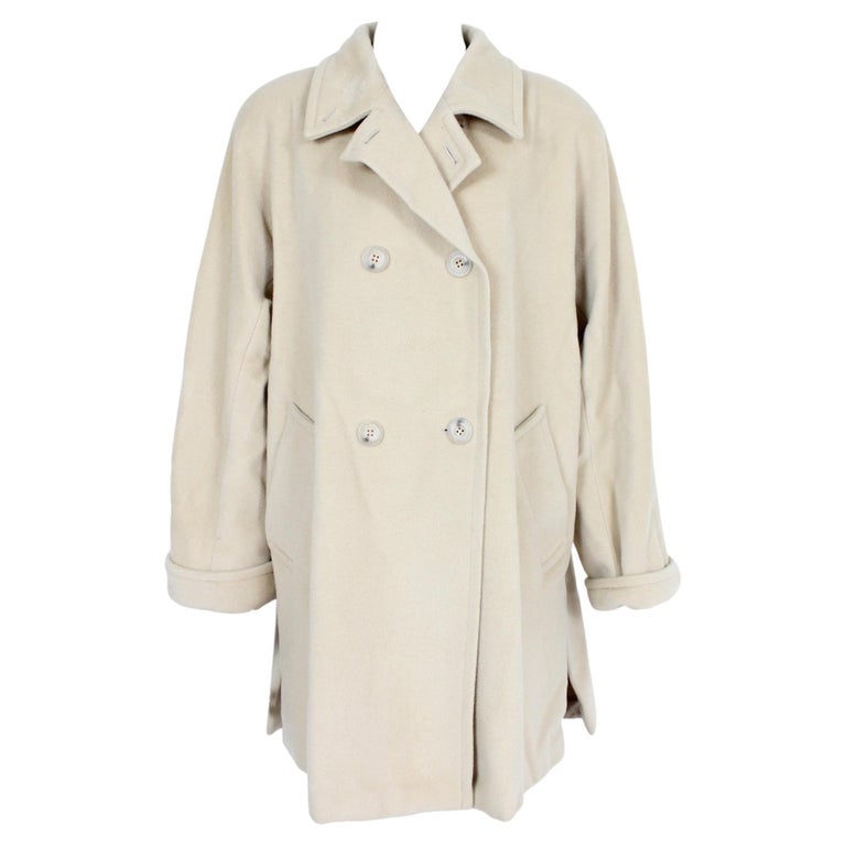 Max Mara Beige Wool Vintage Classic Oversize Coat 90s For Sale at 1stDibs