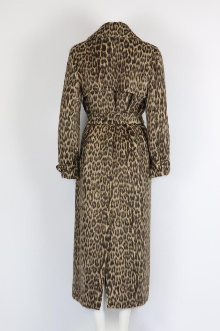 Max Mara Belted Leopard Print Wool Blend Coat It 44 Uk 10 For Sale at ...