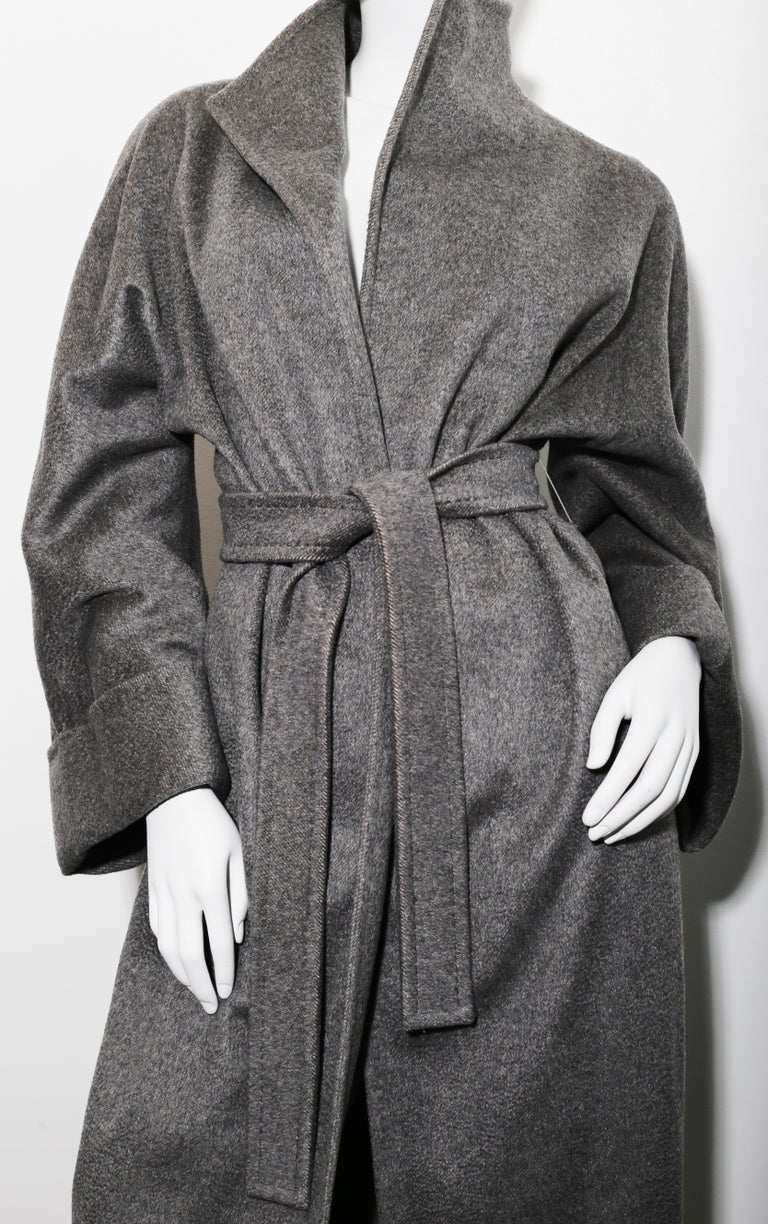 Max Mara Cashmere grey belted coat For Sale at 1stDibs