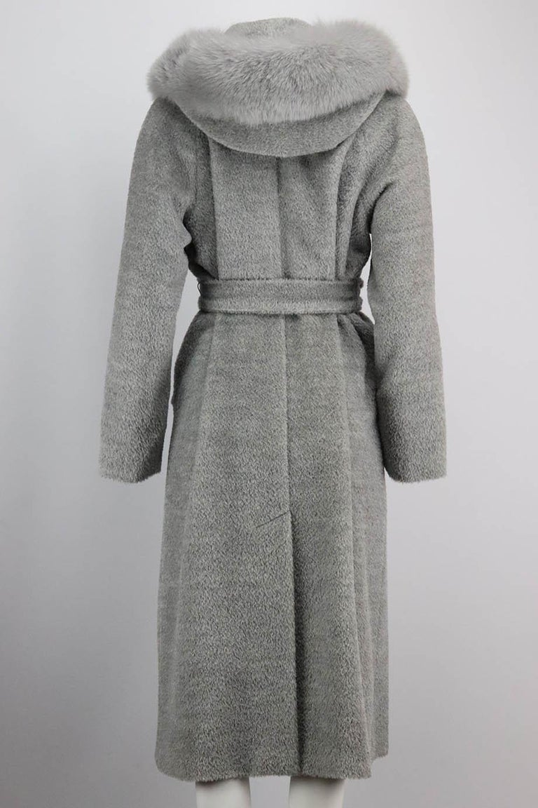 Max Mara Fur Trimmed Double Breasted Wool Blend Coat Small For Sale at ...