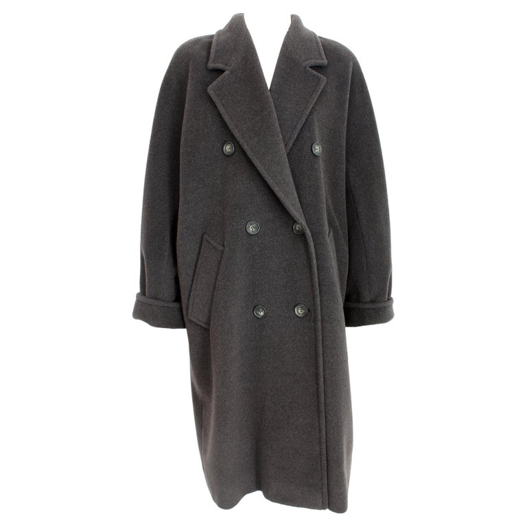 Max Mara Gray Wool Double Breast Vintage Maxi Coat 1990s For Sale at ...