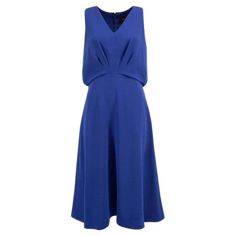 Max Mara Women's Blue Sleeveless Midi Dress For Sale at 1stDibs
