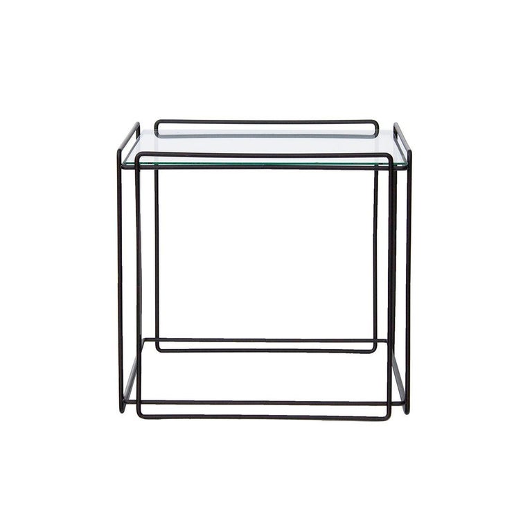 Max Sauze Isosceles End Table with Glass Top by Atrow For Sale at 1stDibs