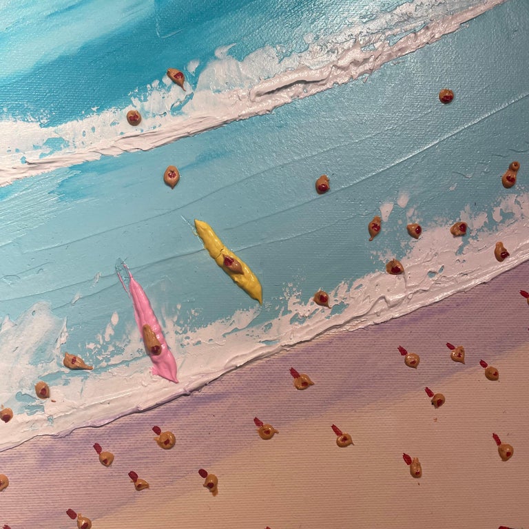 Max Todd - 'Beach Days' Colourful 3D Contemporary beach, surfers, sea ...