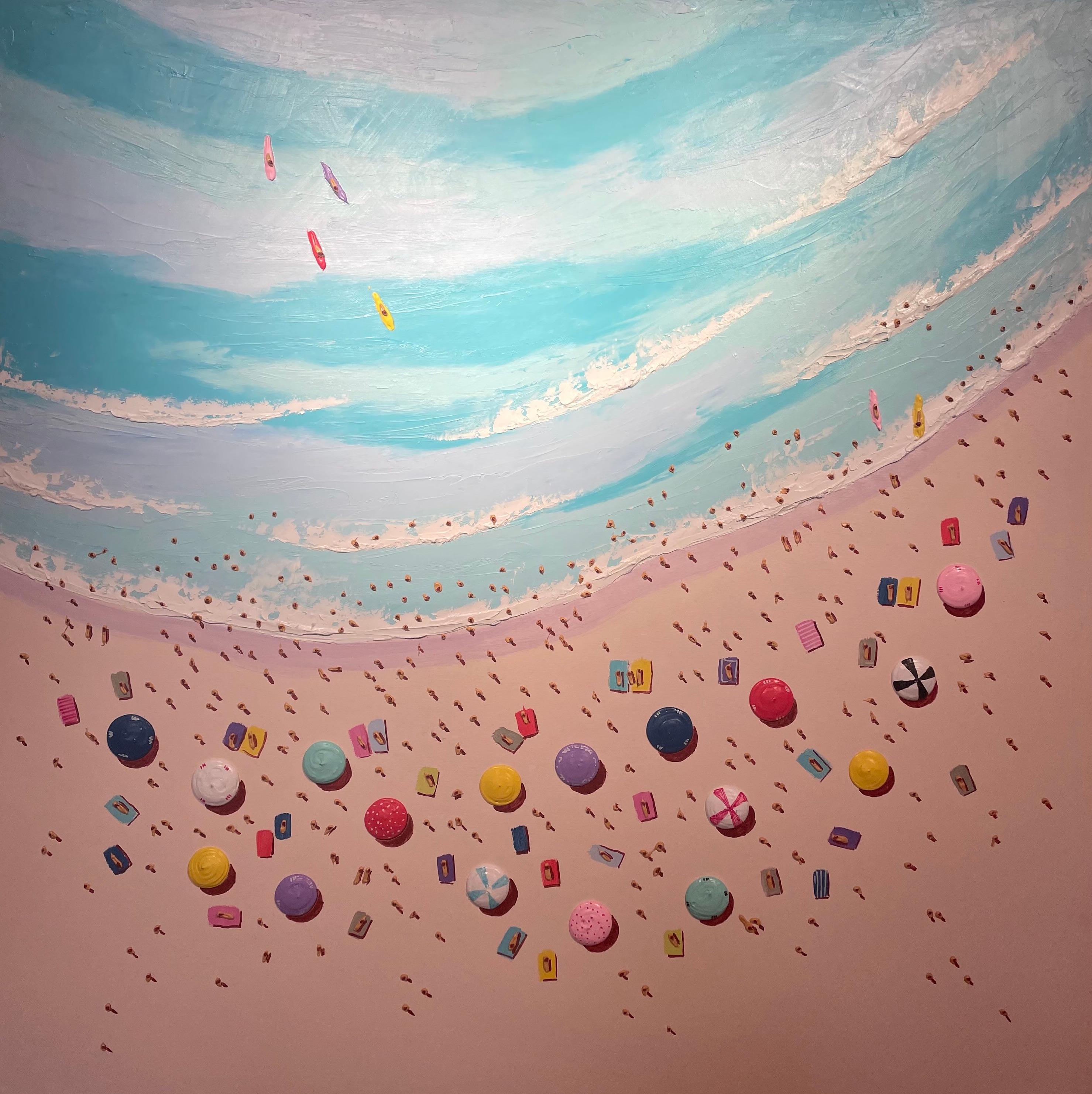Max Todd - Contemporary Beach Scene, Bright and Colourful Landscape ...