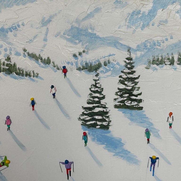 Max Todd - 'Down the Slopes' Contemporary landscape painting of figures ...